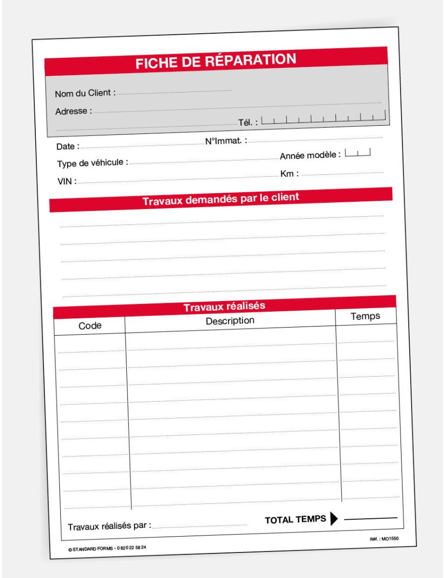Fiche De R paration Fiche De R paration