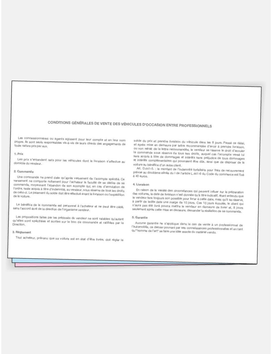 Bon de commande VO de professionnel à professionnel